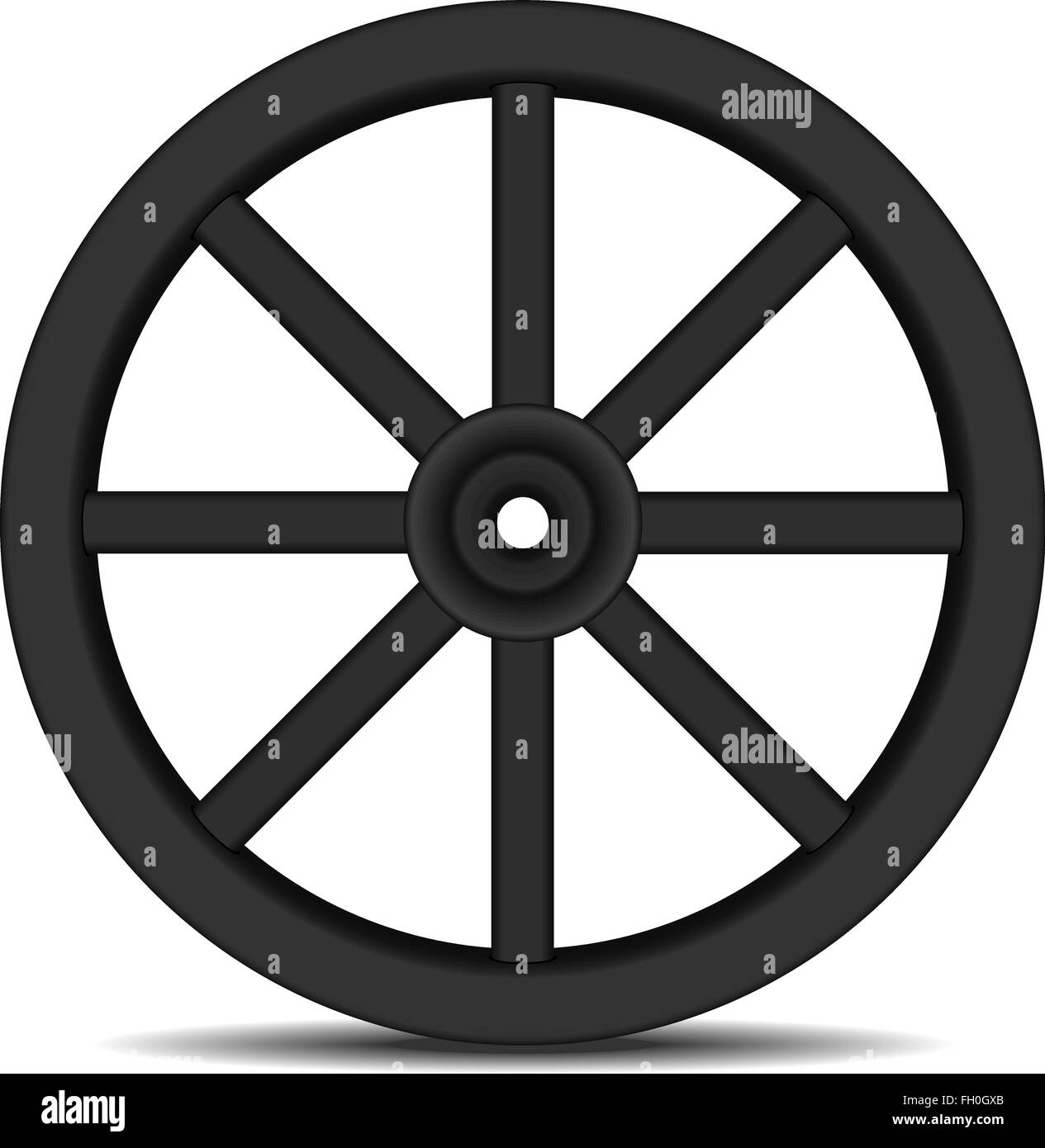 Vintage wooden wheel in black design with shadow Stock Vector Image ...