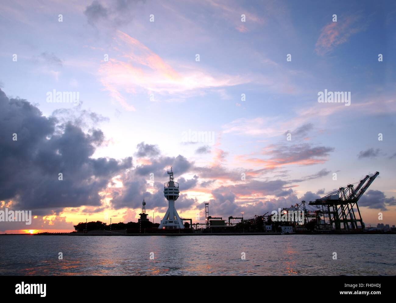 The lighthouse on Chijin Island with a beautiful evening sky Stock ...