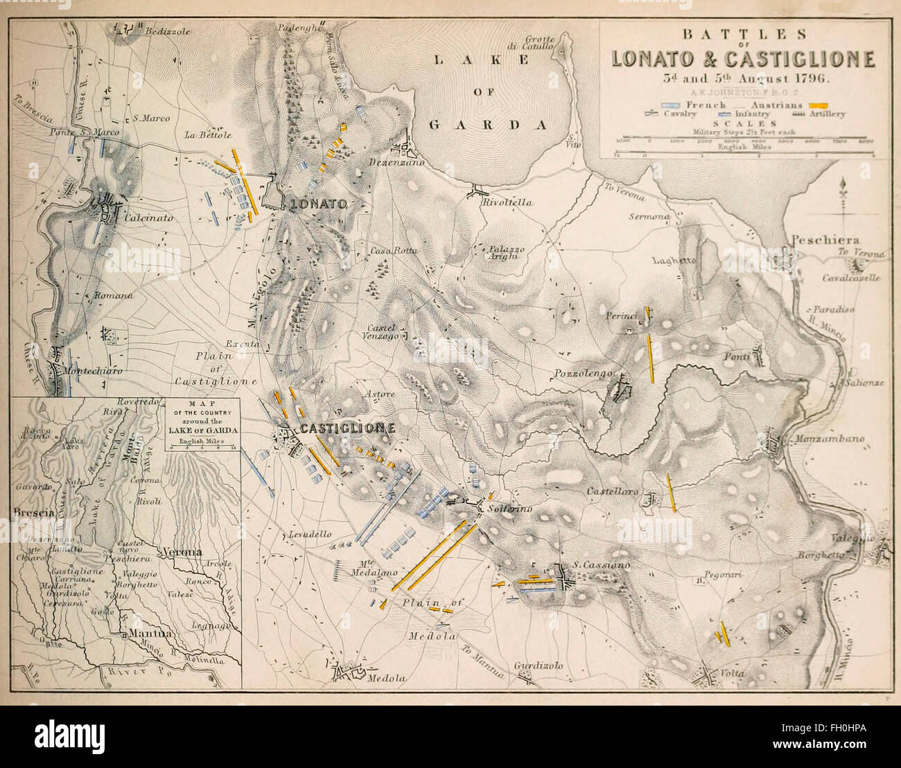 Map of Battle of Lonato and Castiglione - 3rd and 5th August 1796 Stock ...