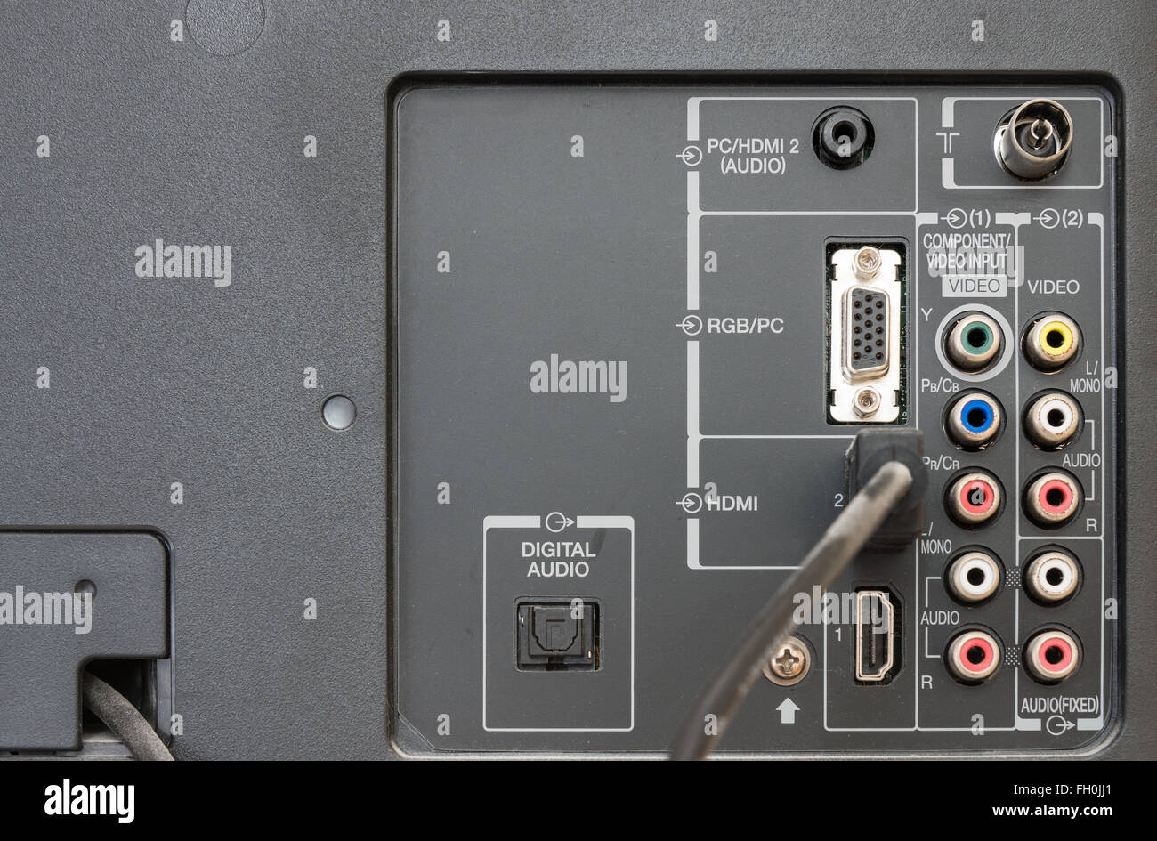 Rear panel connection of the modern television Stock Photo - Alamy