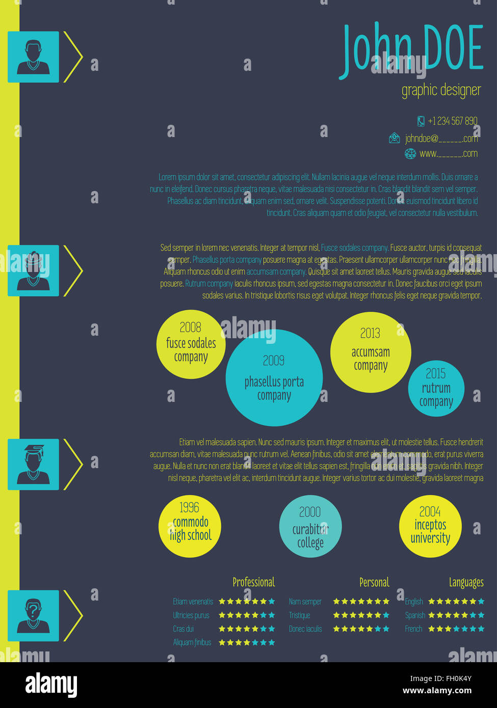 Modern resume cv curriculum vitae template design with vivid colors ...