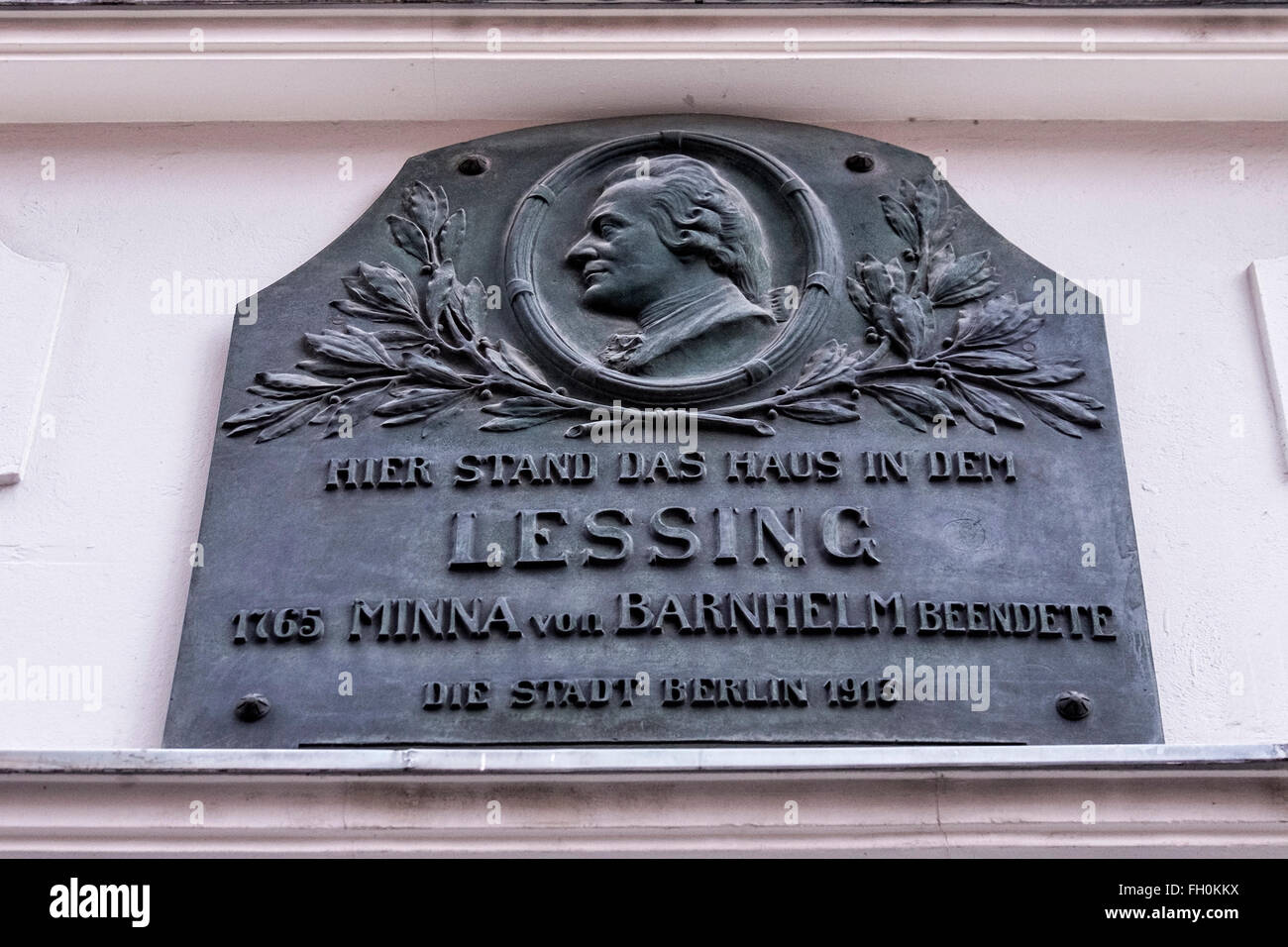 Haus Lessing plaque in the Nikolaiviertel, Berlin Old Town Stock Photo ...