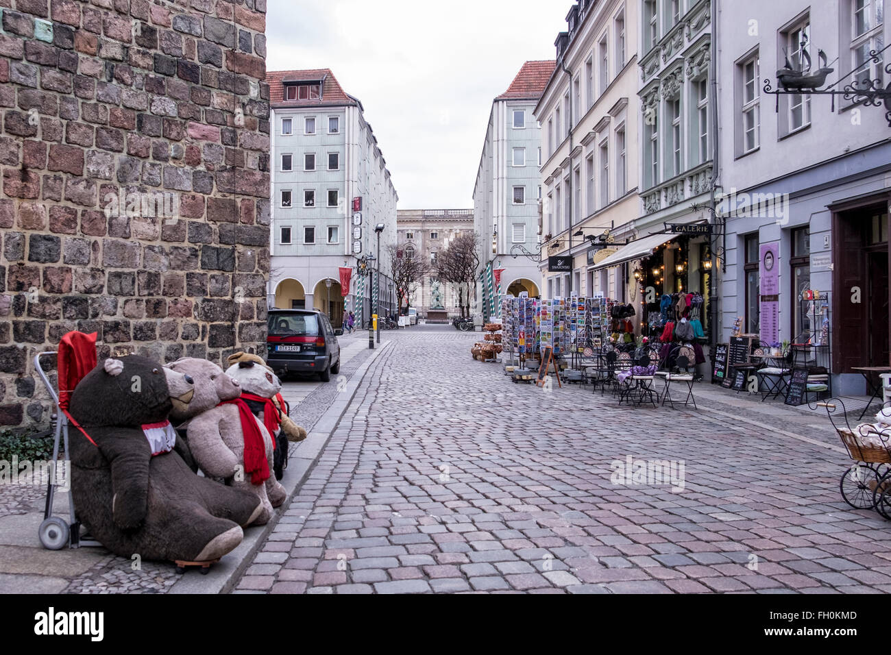 Nikolaiviertel, Berlin. View of old town with traditional cobbled ...