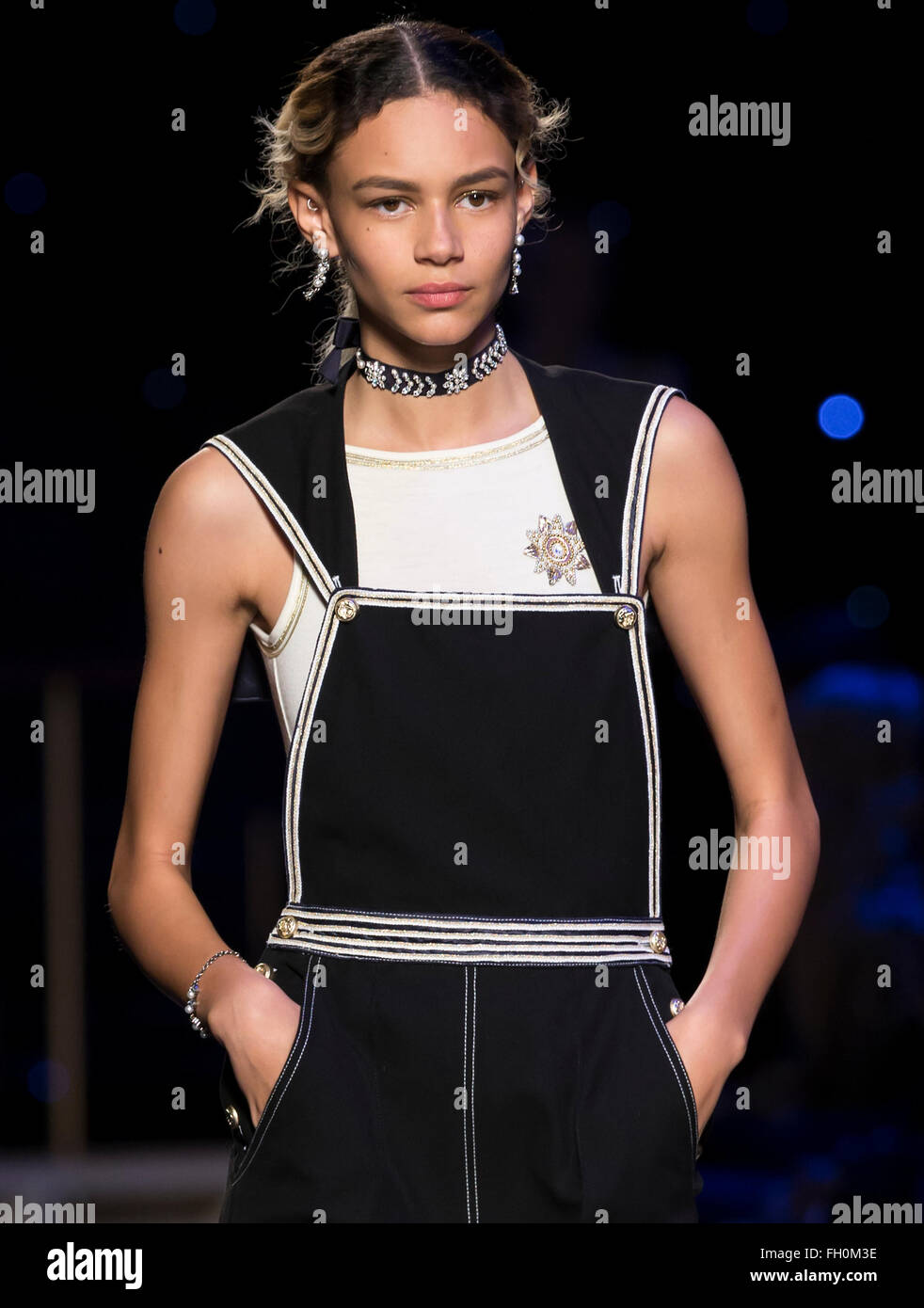 New York City, USA - February 15, 2016: Binx Walton walks the runway at ...