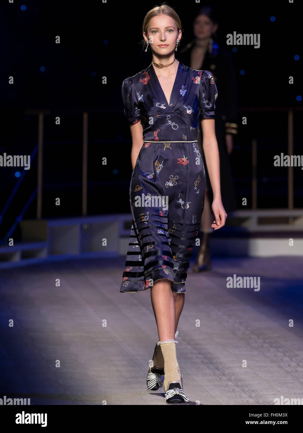 New York City, USA - February 15, 2016: Natalie Ludwig walks the runway ...