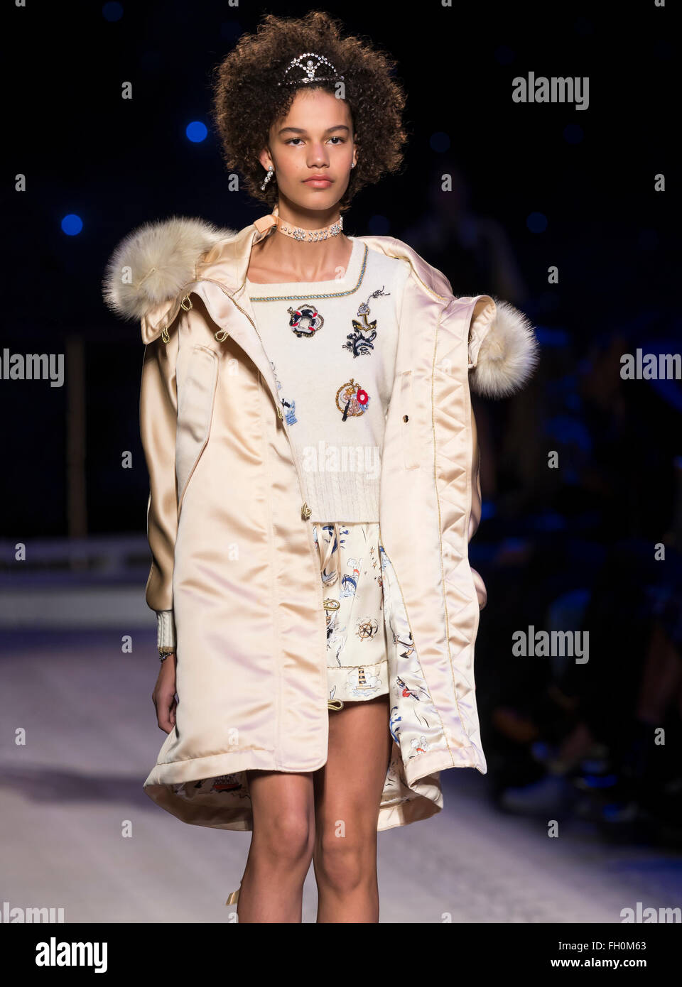 New York City, USA - February 15, 2016: Shelby Hayes walks the runway ...