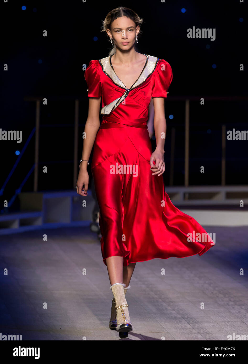 New York City, USA - February 15, 2016: Binx Walton walks the runway at ...