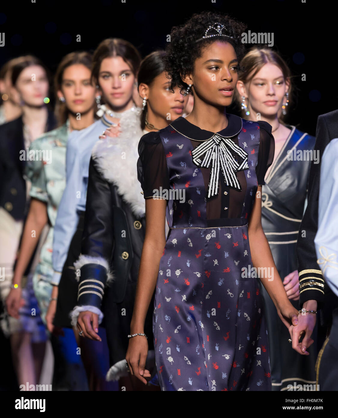 New York City, USA - February 15, 2016: Models walk the runway at Tommy ...
