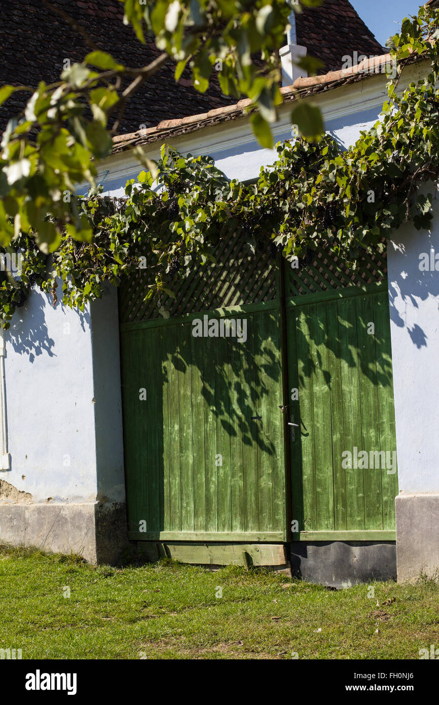 Traditional house gate from Viscri, Transylvania, Romania Stock Photo ...