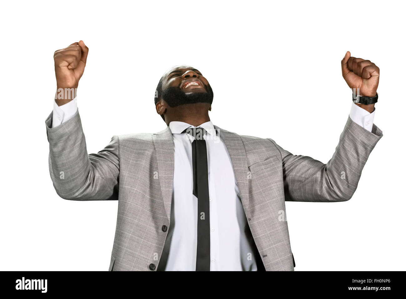Black man celebrating sucess Stock Photo - Alamy