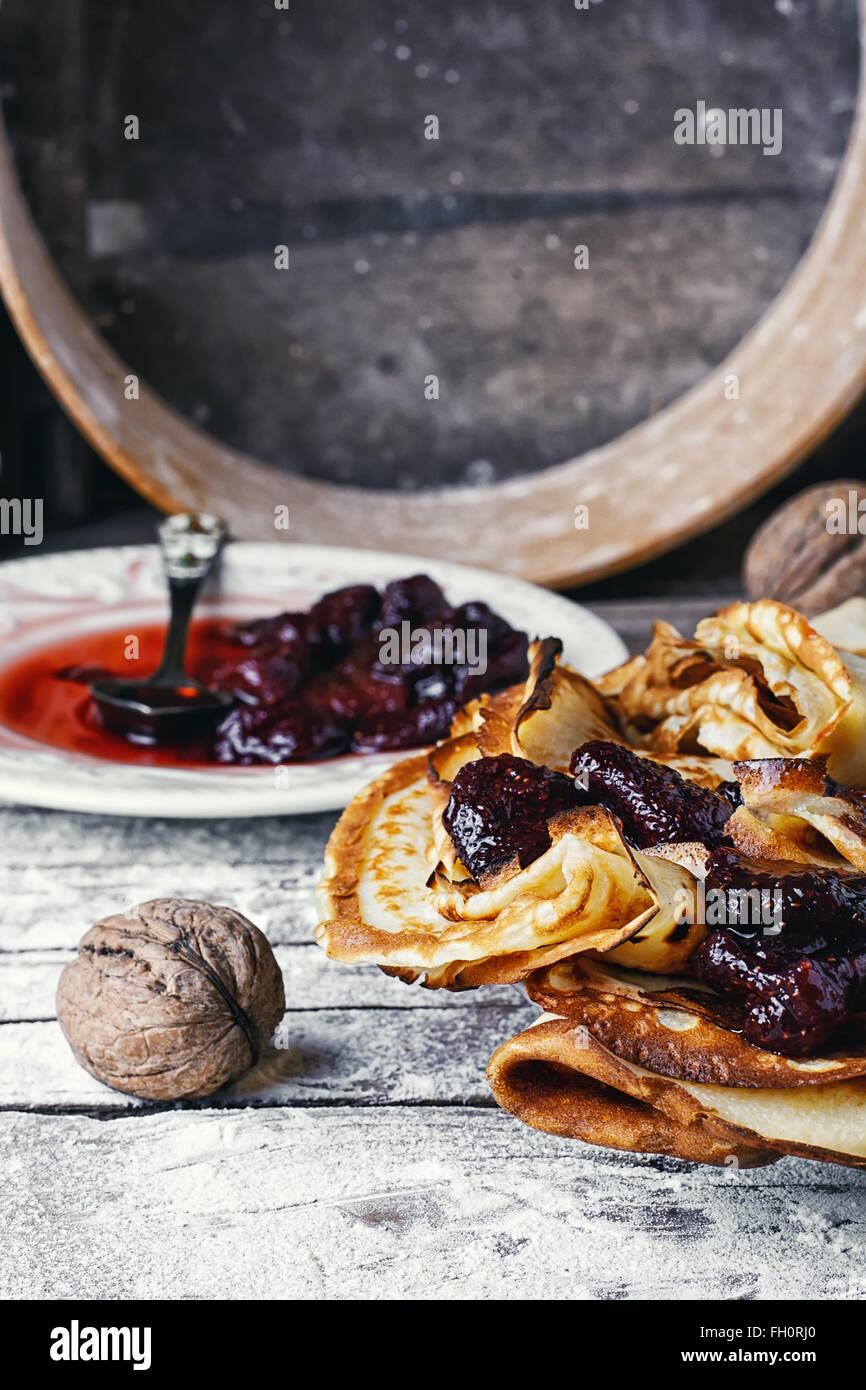 Cooking delicious homemade pancakes in a rustic style Stock Photo - Alamy
