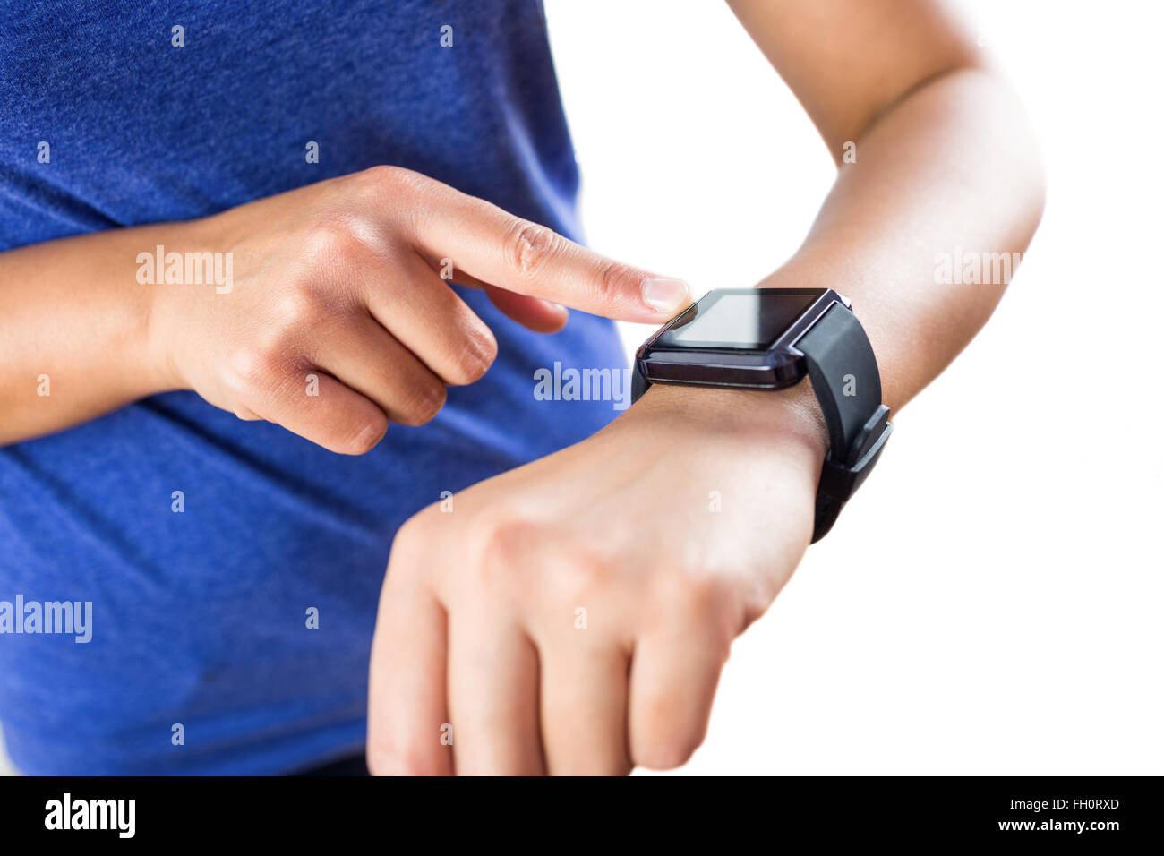 Woman using her new smartwatch Stock Photo - Alamy