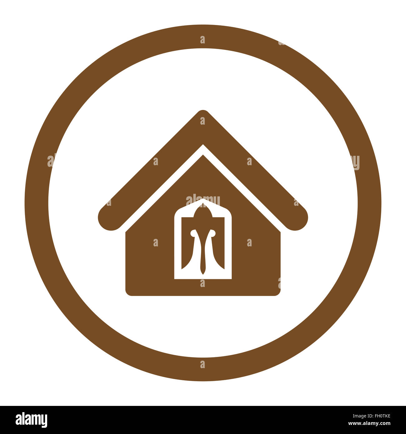 Home flat brown color rounded vector icon Stock Photo - Alamy
