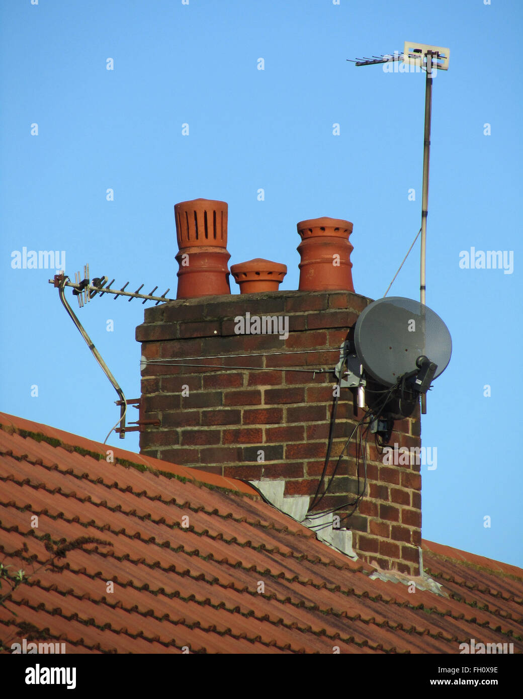 English Roof With Chimney And Antenna High Resolution Stock Photography ...