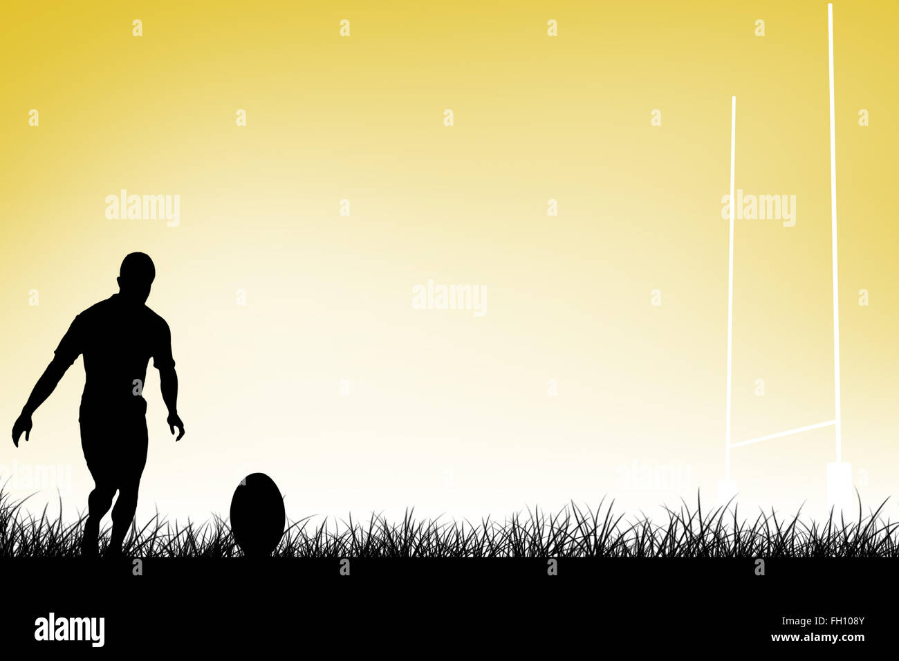 Composite image of rugby player doing a drop kick Stock Photo - Alamy