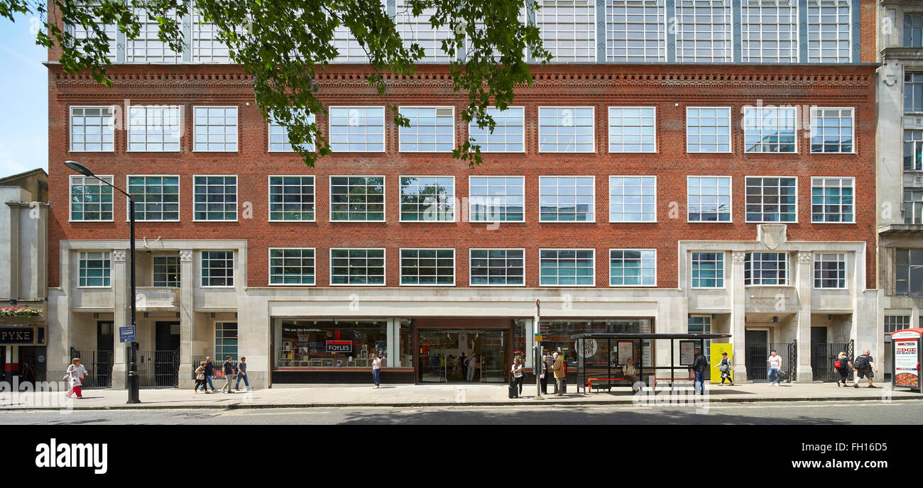 Panoramic elevation of refurbished building with main entrance. Foyles ...