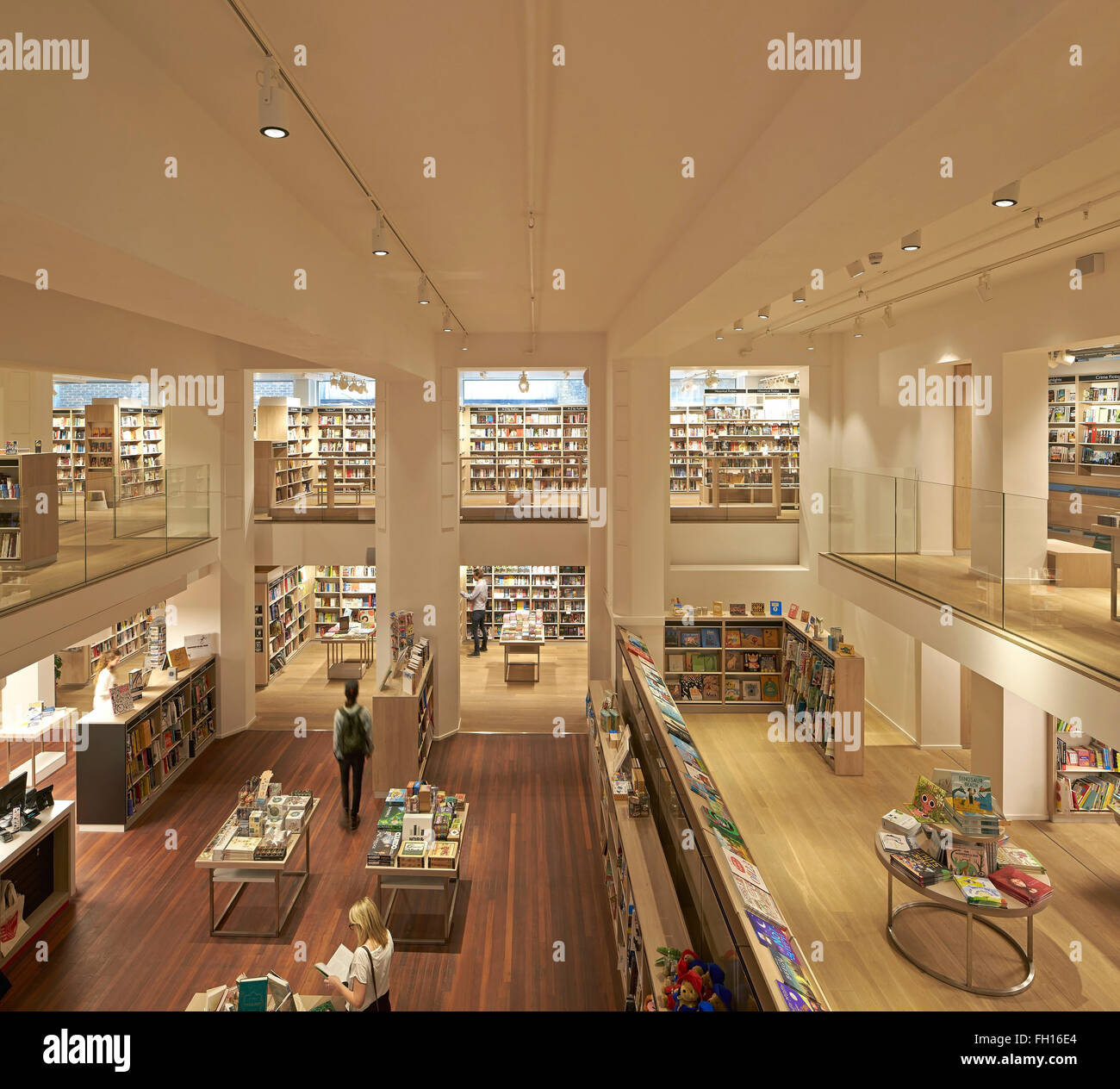 Multi-level view of book display and interior balcony gallery. Foyles ...