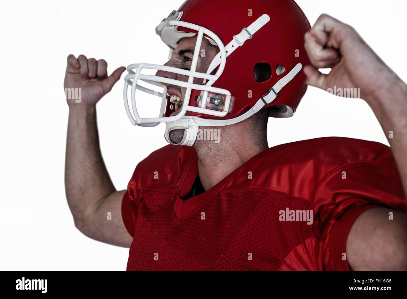 Rugby player cheering Stock Photo - Alamy