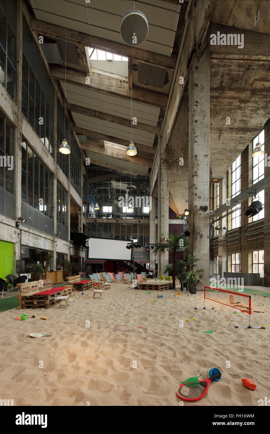 Main hall, with indoor beach. Nordkraft, Aalborg, Denmark. Architect ...
