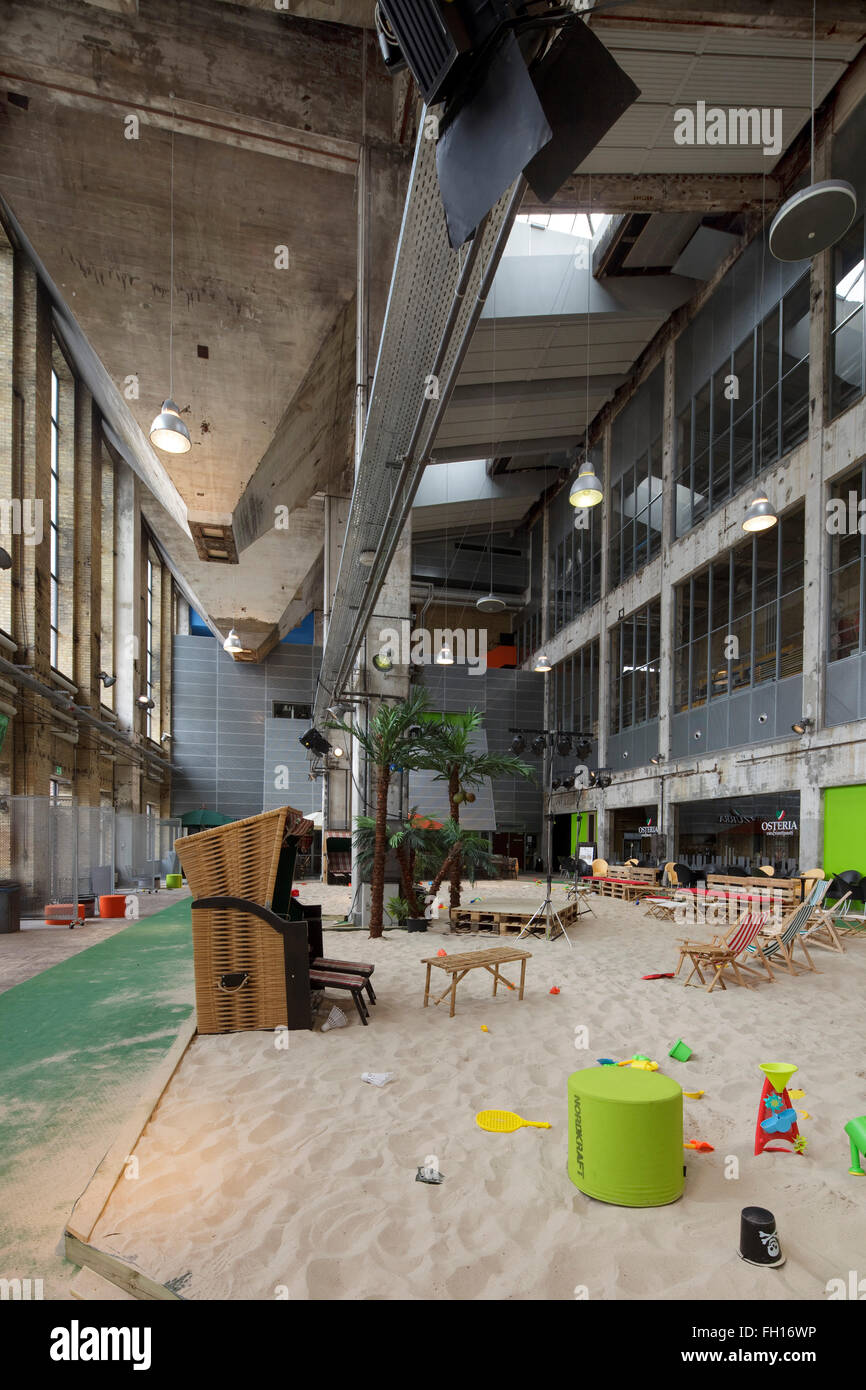 Main hall, with indoor beach. Nordkraft, Aalborg, Denmark. Architect ...