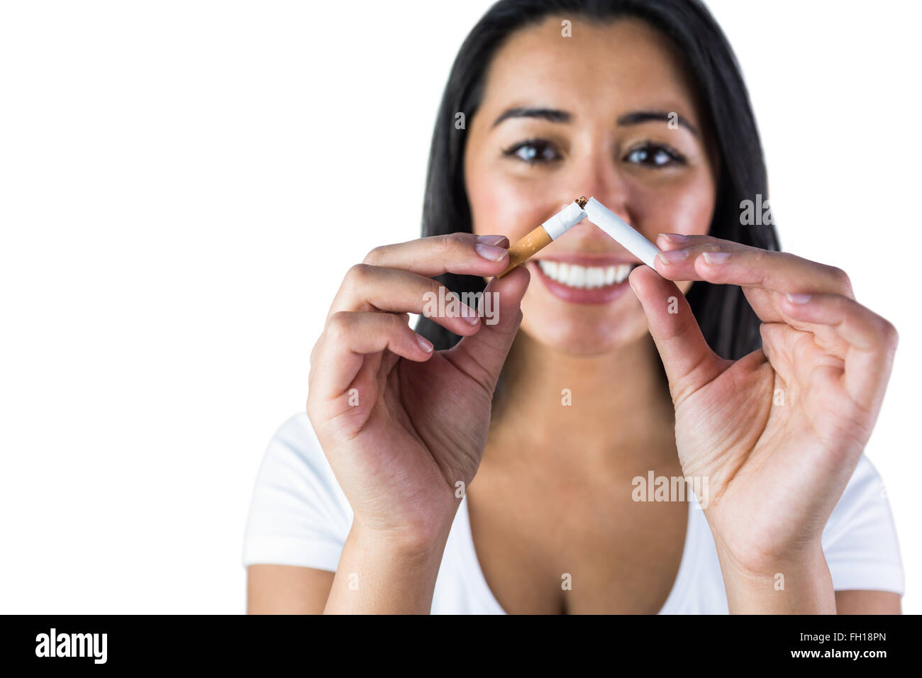 Happy woman giving up smoking Stock Photo - Alamy