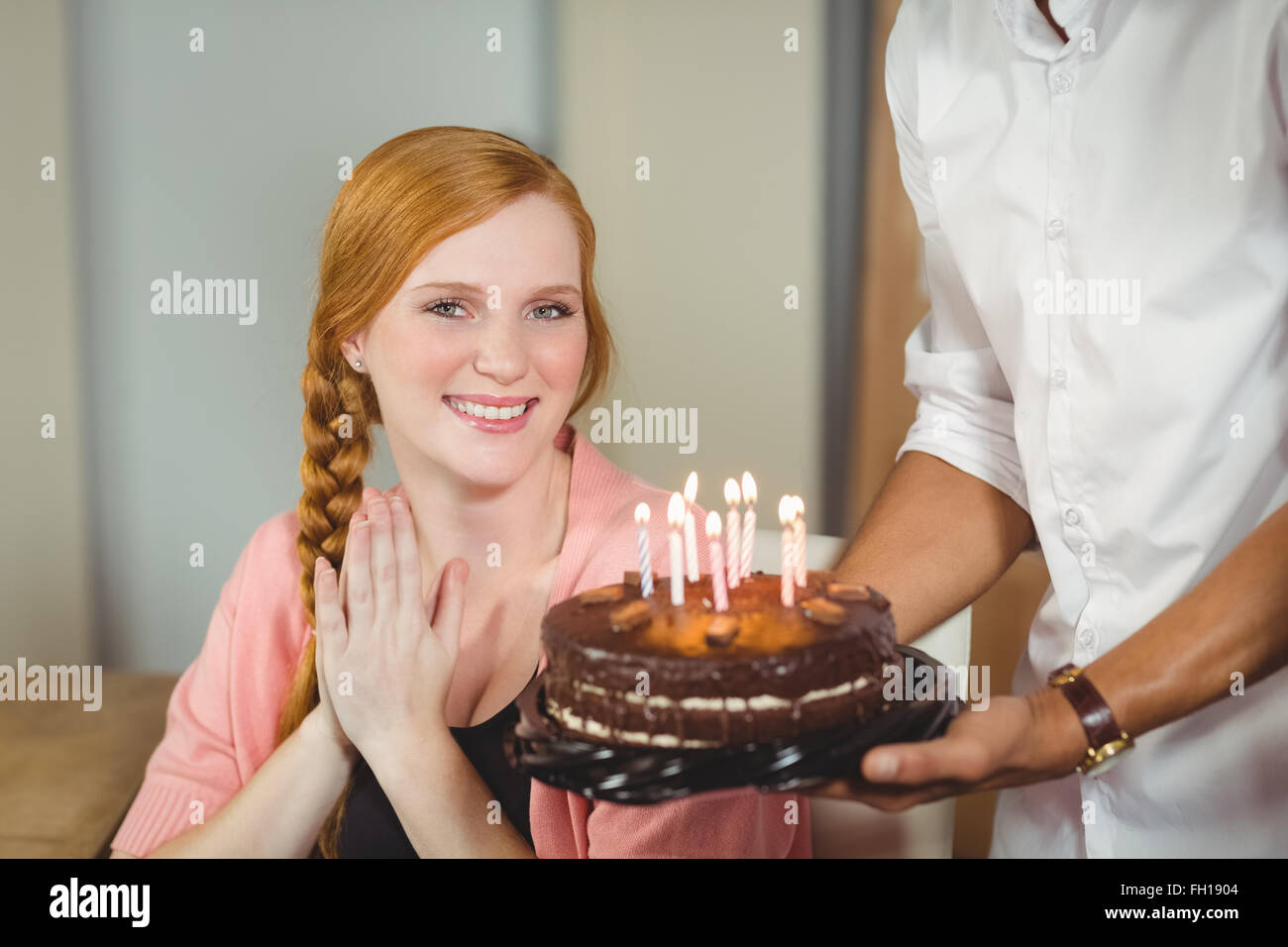 Woman office happy cake hi-res stock photography and images - Alamy