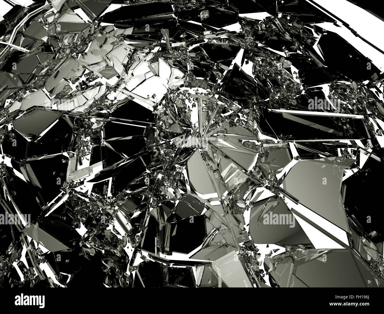 Many pieces of broken and Shattered glass on white. Large resolution ...