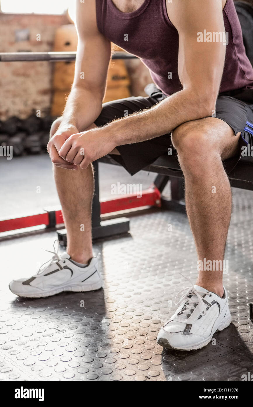 Man sitting on bench Stock Photo - Alamy