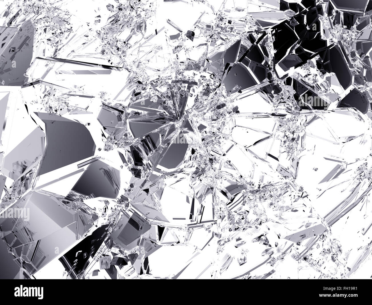 Shattered glass: sharp Pieces on white. Large resolution Stock Photo ...