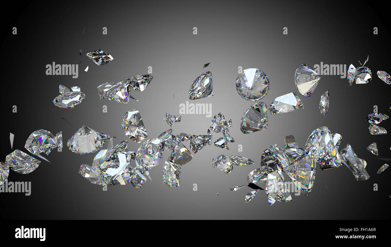 Broken and shattered diamonds or gemstones high resolution Stock Photo ...
