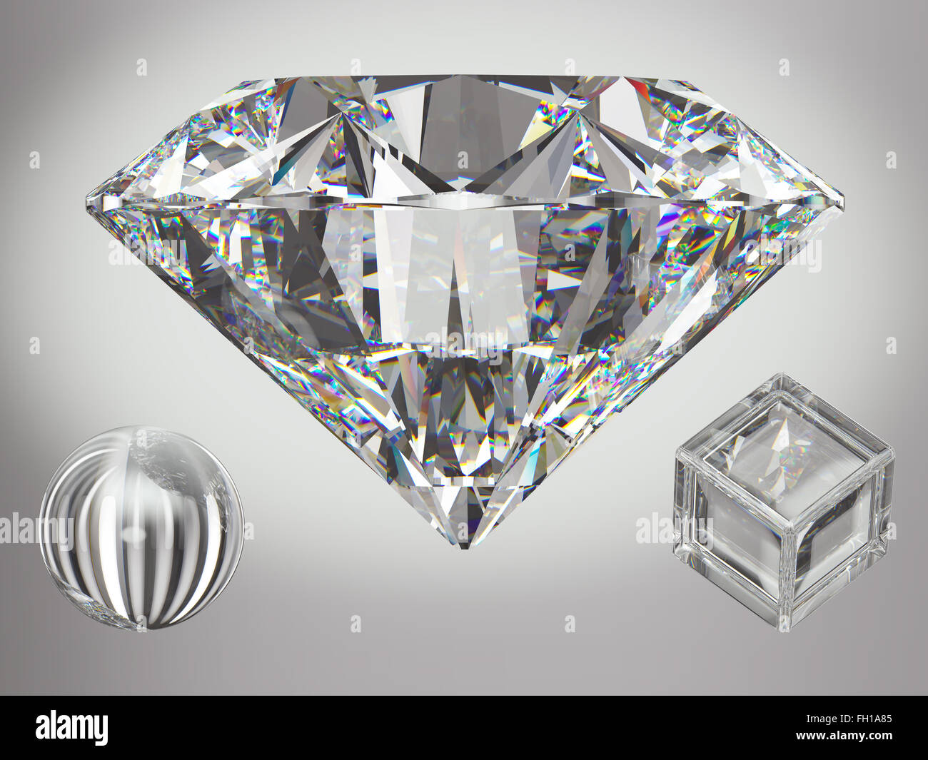 Large diamond with sparkles over gradient gray background Stock Photo ...