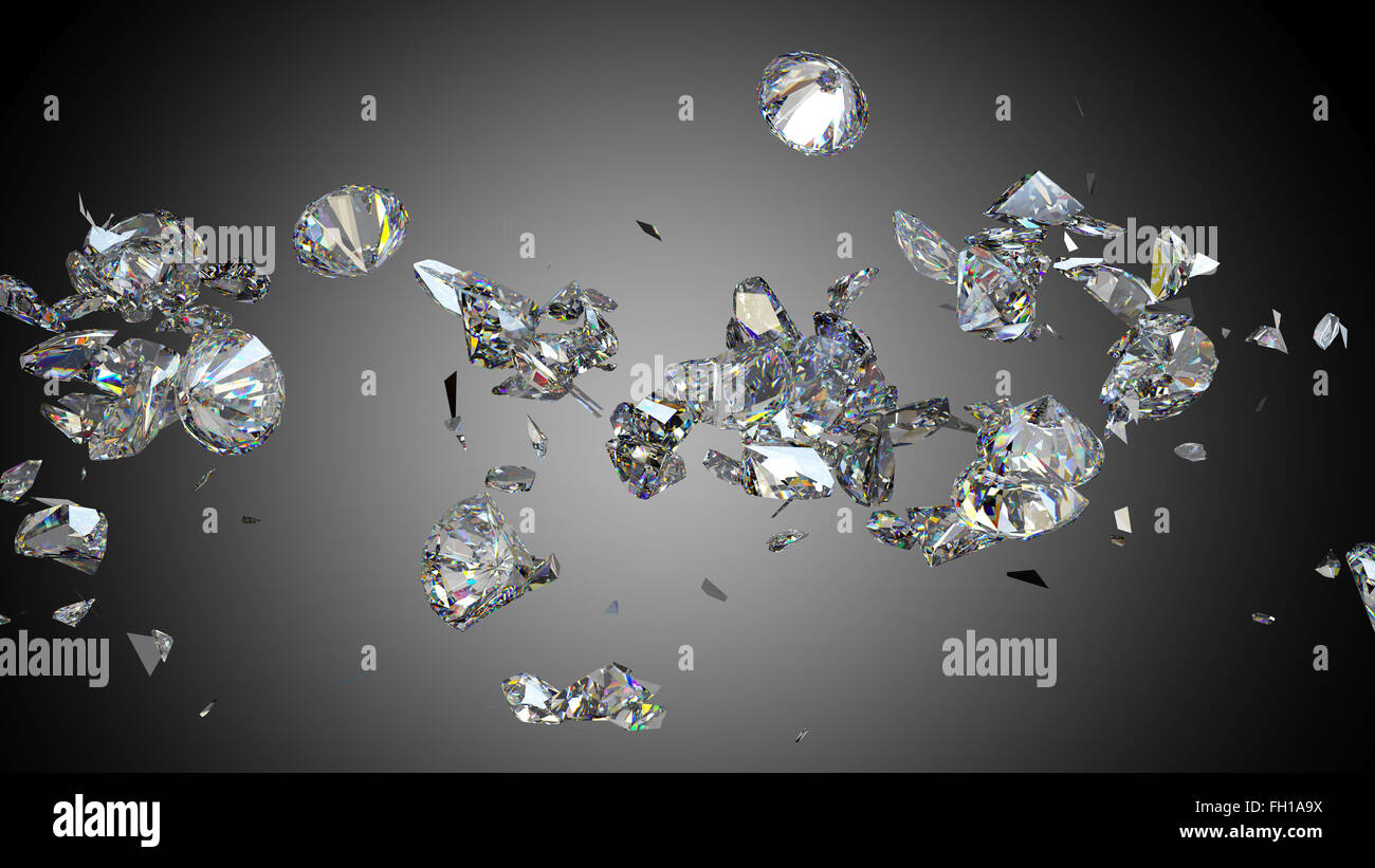 Shattered and cracked diamond or gemstones high resolution Stock Photo ...