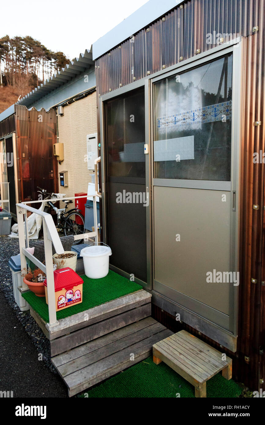 Temporary prefab housing in Minamisanriku on February 10, 2016, Miyagi ...