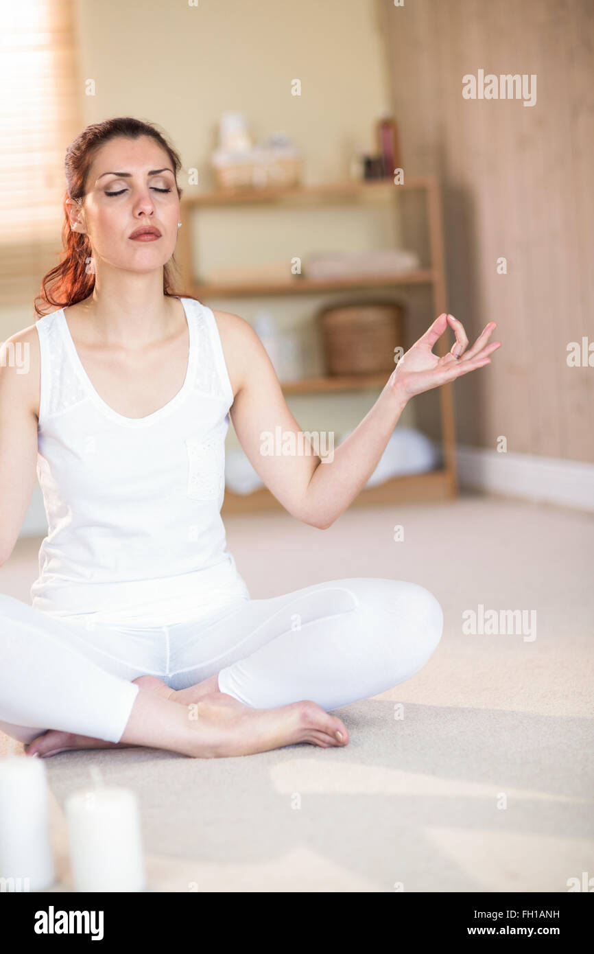 Full length of woman in yoga pose with eyes closed Stock Photo - Alamy