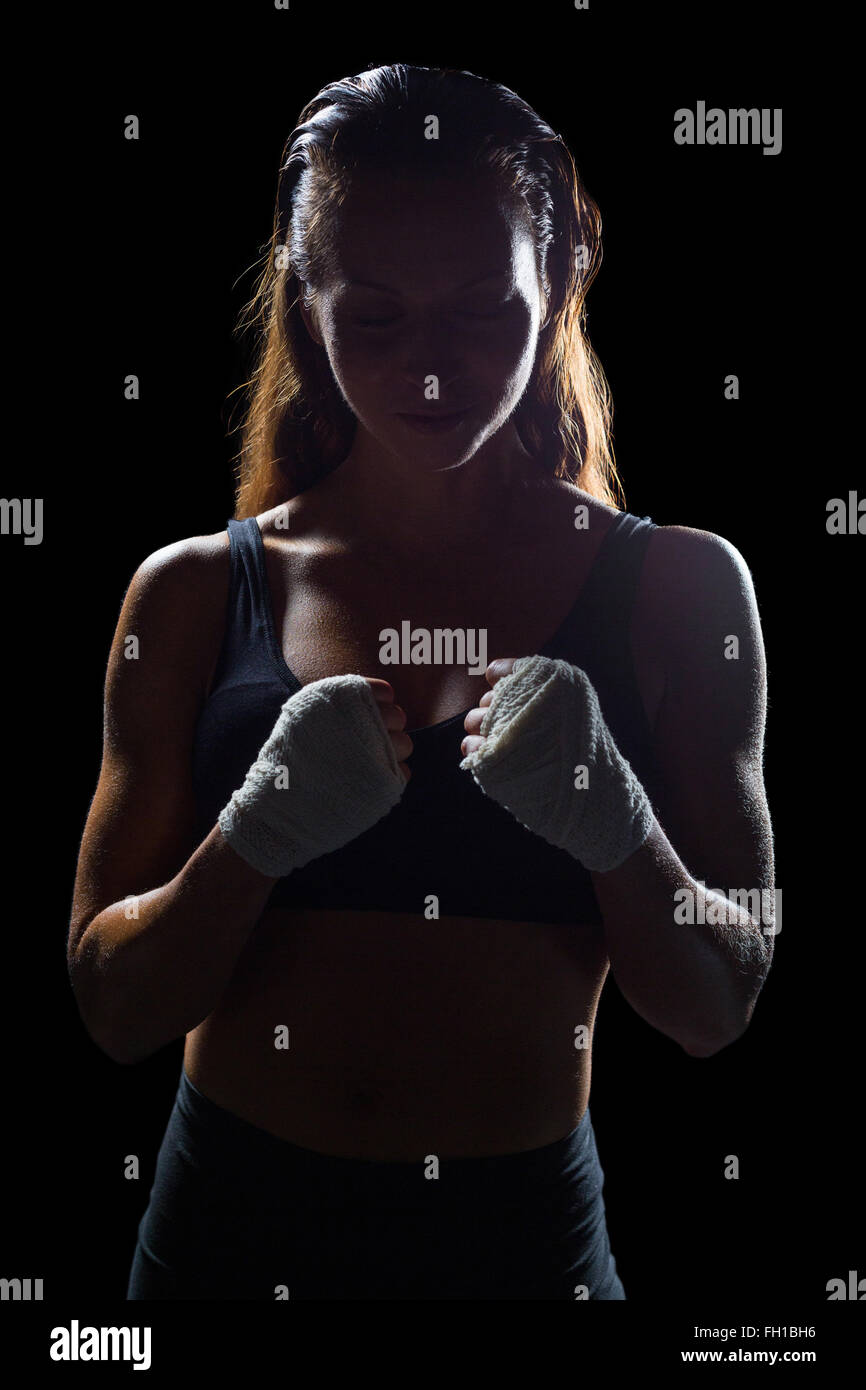 Female fighter with bandage Stock Photo - Alamy