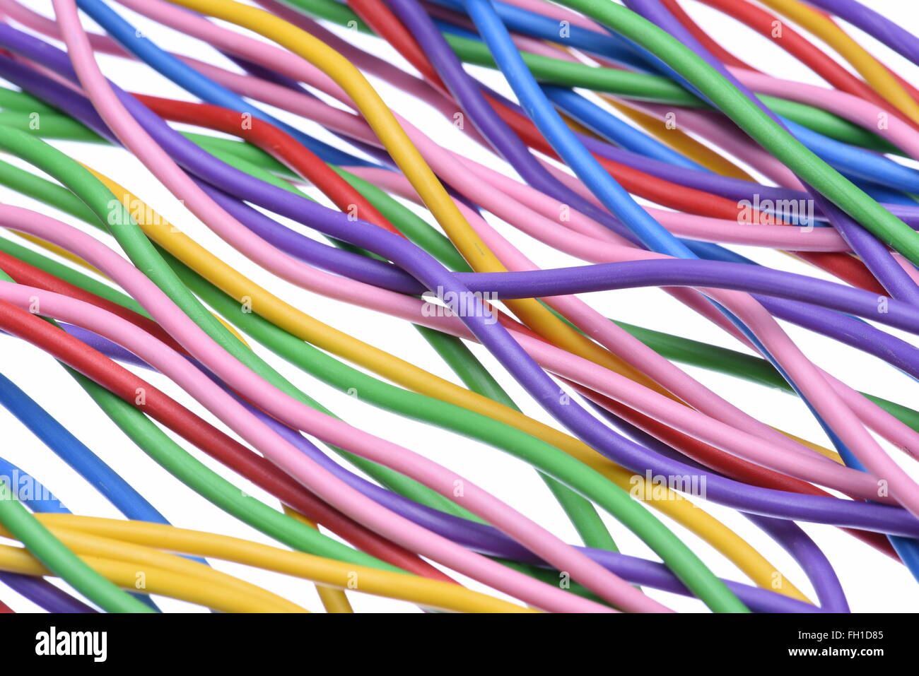 Macro of the telecommunications colorful cables Stock Photo - Alamy