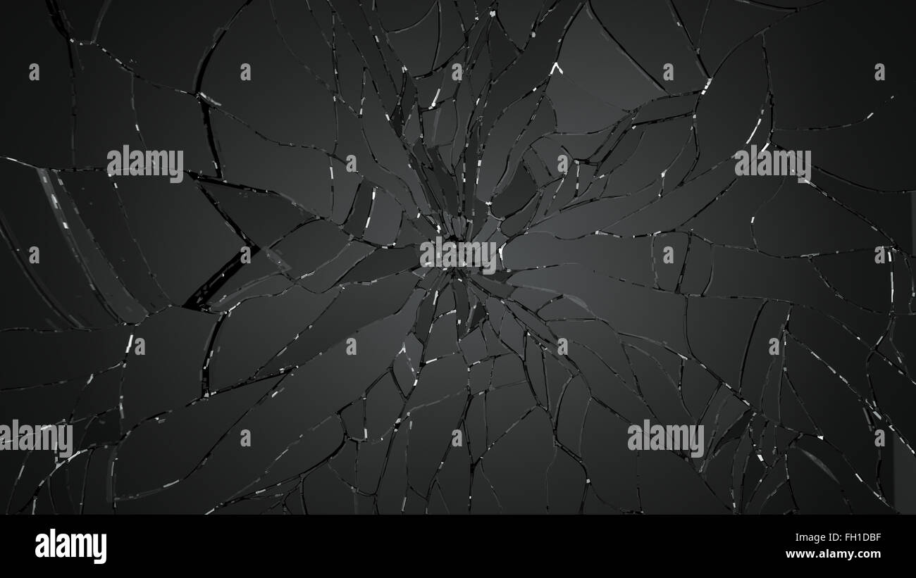 Pieces of shattered glass on black. Large resolution Stock Photo - Alamy