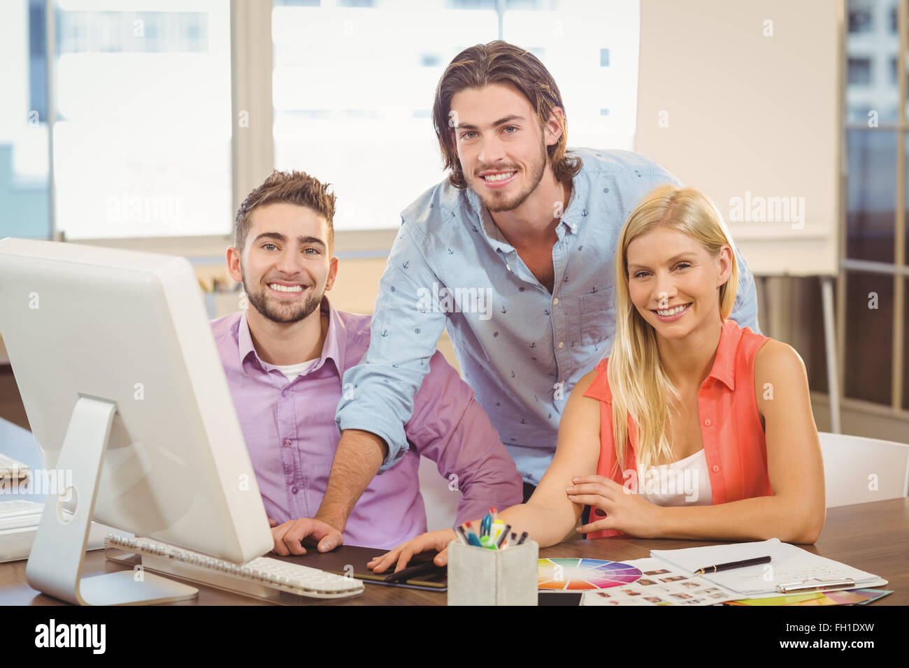 Business people using computer Stock Photo - Alamy
