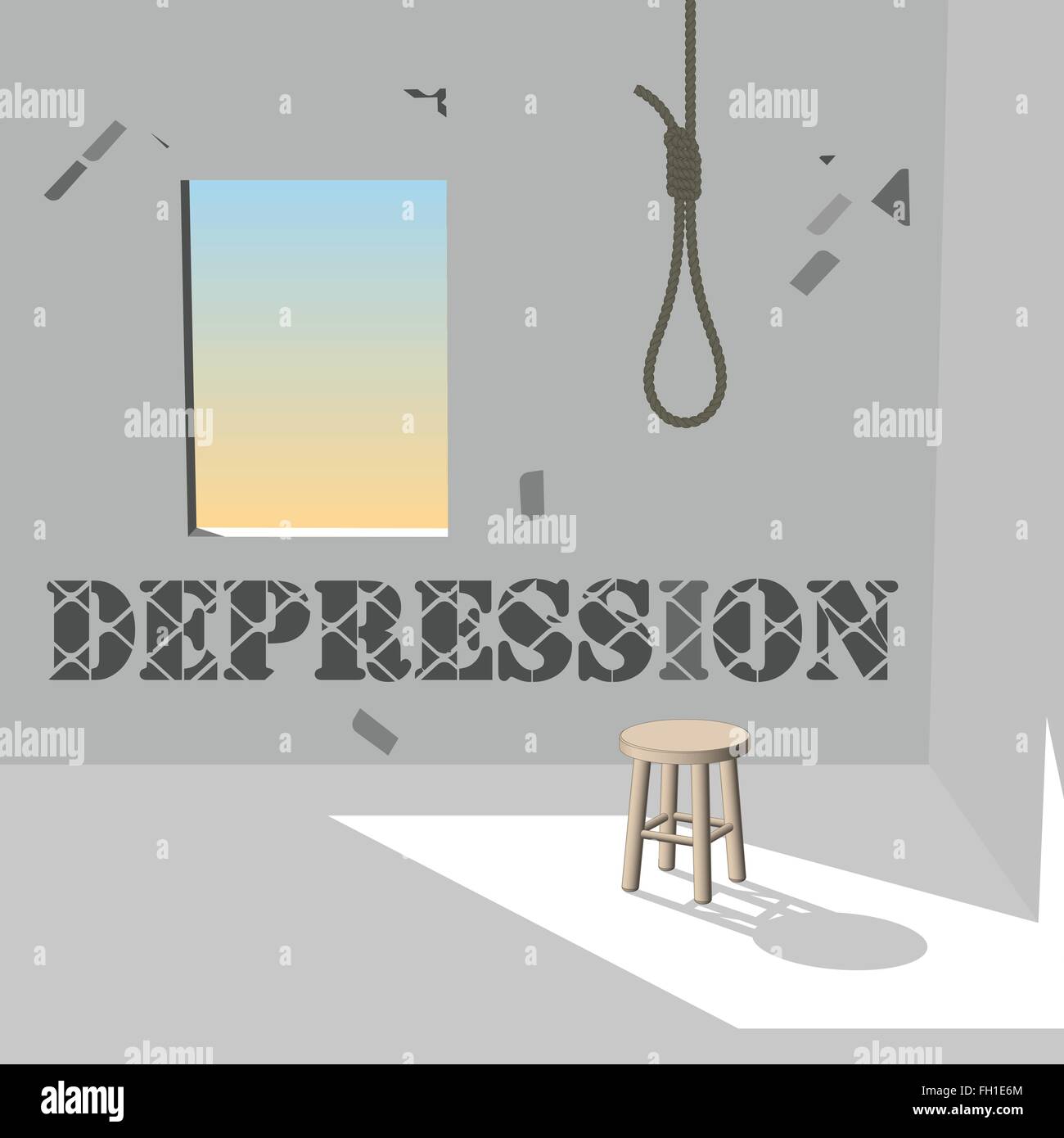 Depression in dark room Stock Vector Image & Art - Alamy