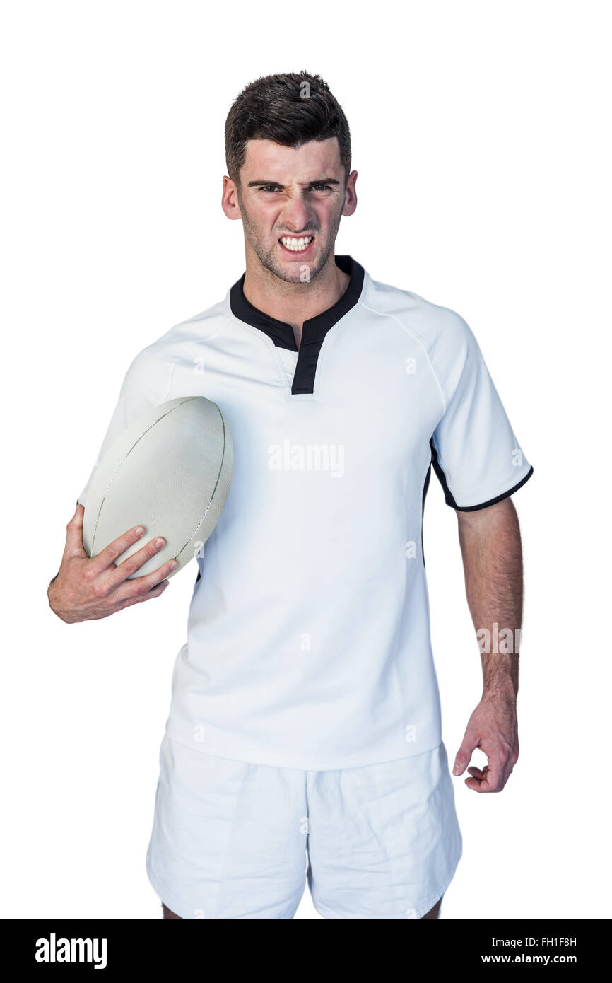 Portrait of an angry rugby player Stock Photo - Alamy