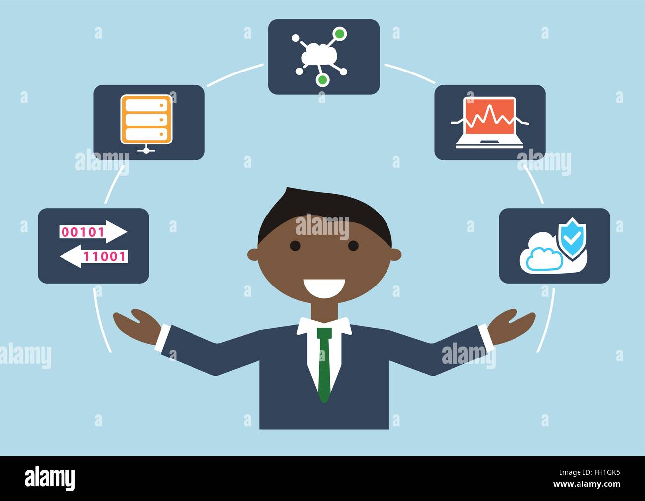 IT job profile vector illustration of business person. IT expert for ...