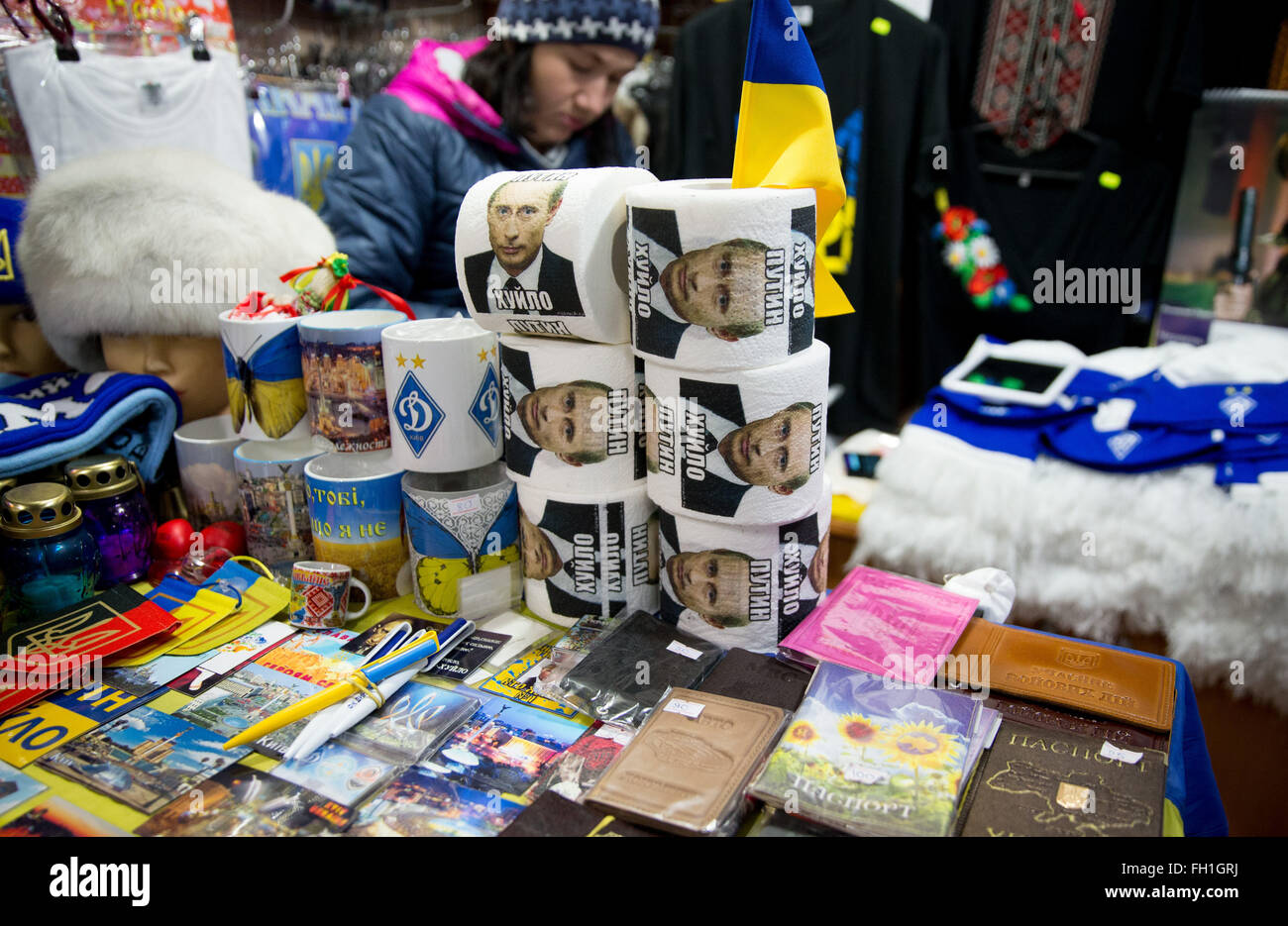 Kiev, Ukraine. 23rd Feb, 2016. Toilet paper with images of Russian ...