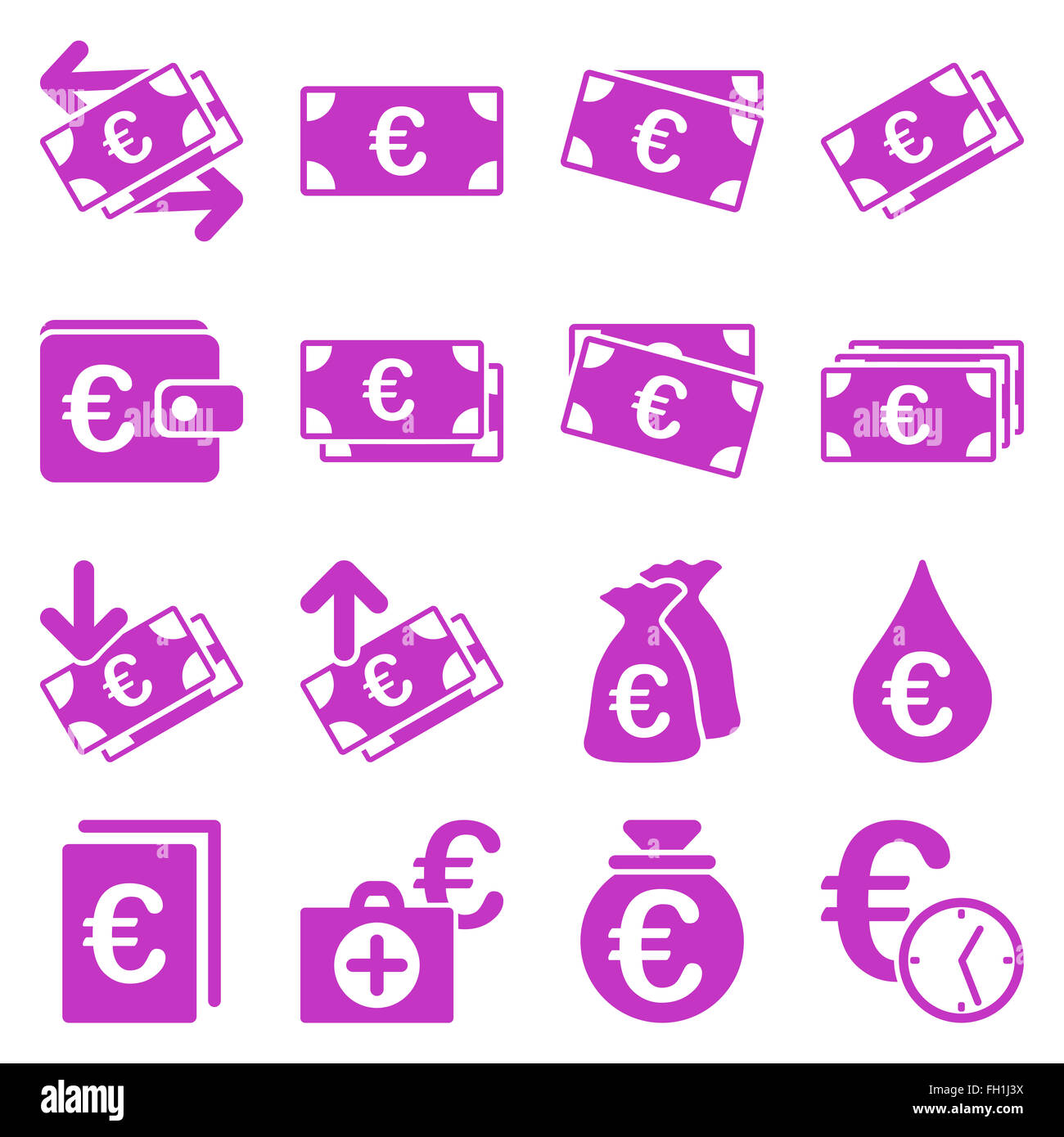Euro banking business and service tools icons Stock Photo - Alamy