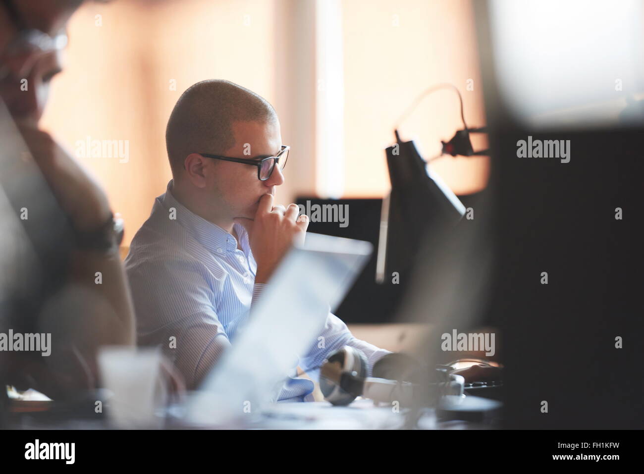 startup business, software developer working on computer Stock Photo ...