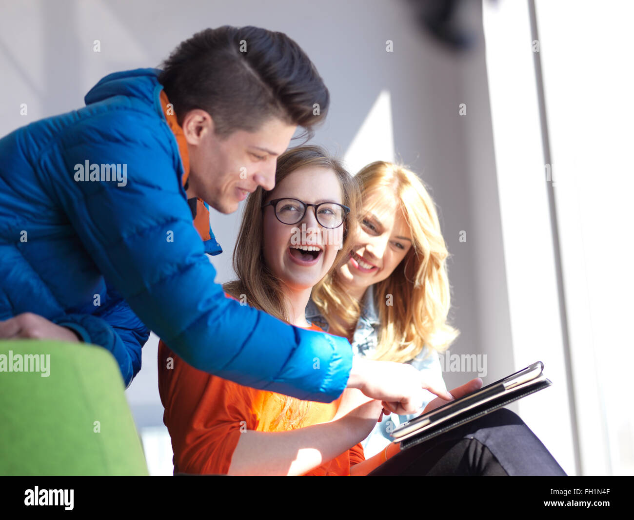 students group working on school project together Stock Photo - Alamy