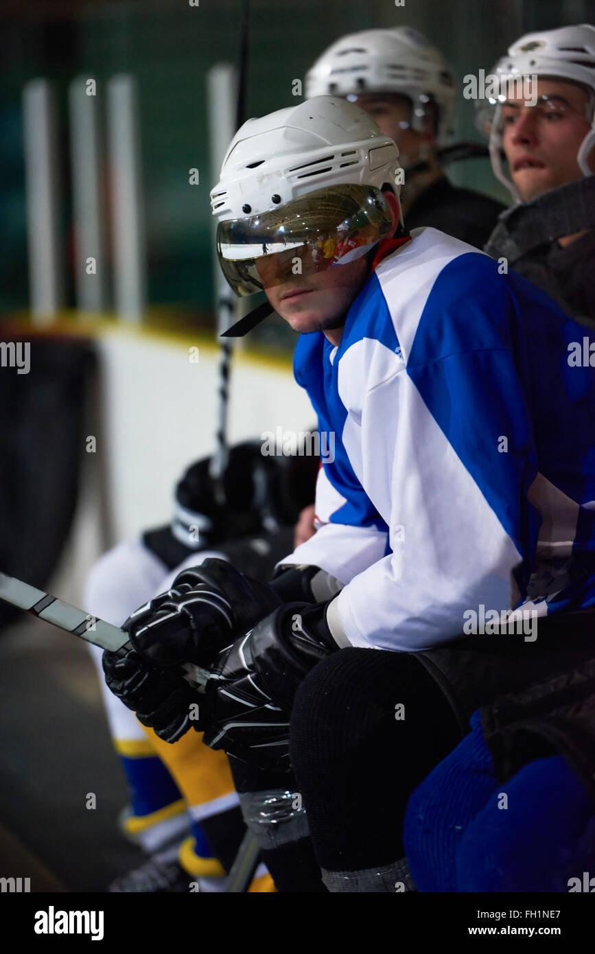 ice hockey players on bench Stock Photo - Alamy