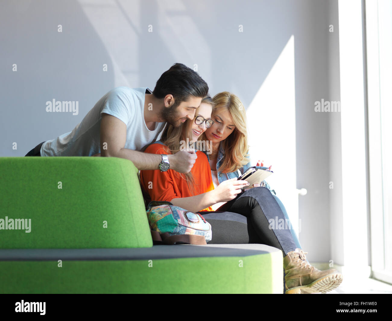 students group working on school project together Stock Photo - Alamy