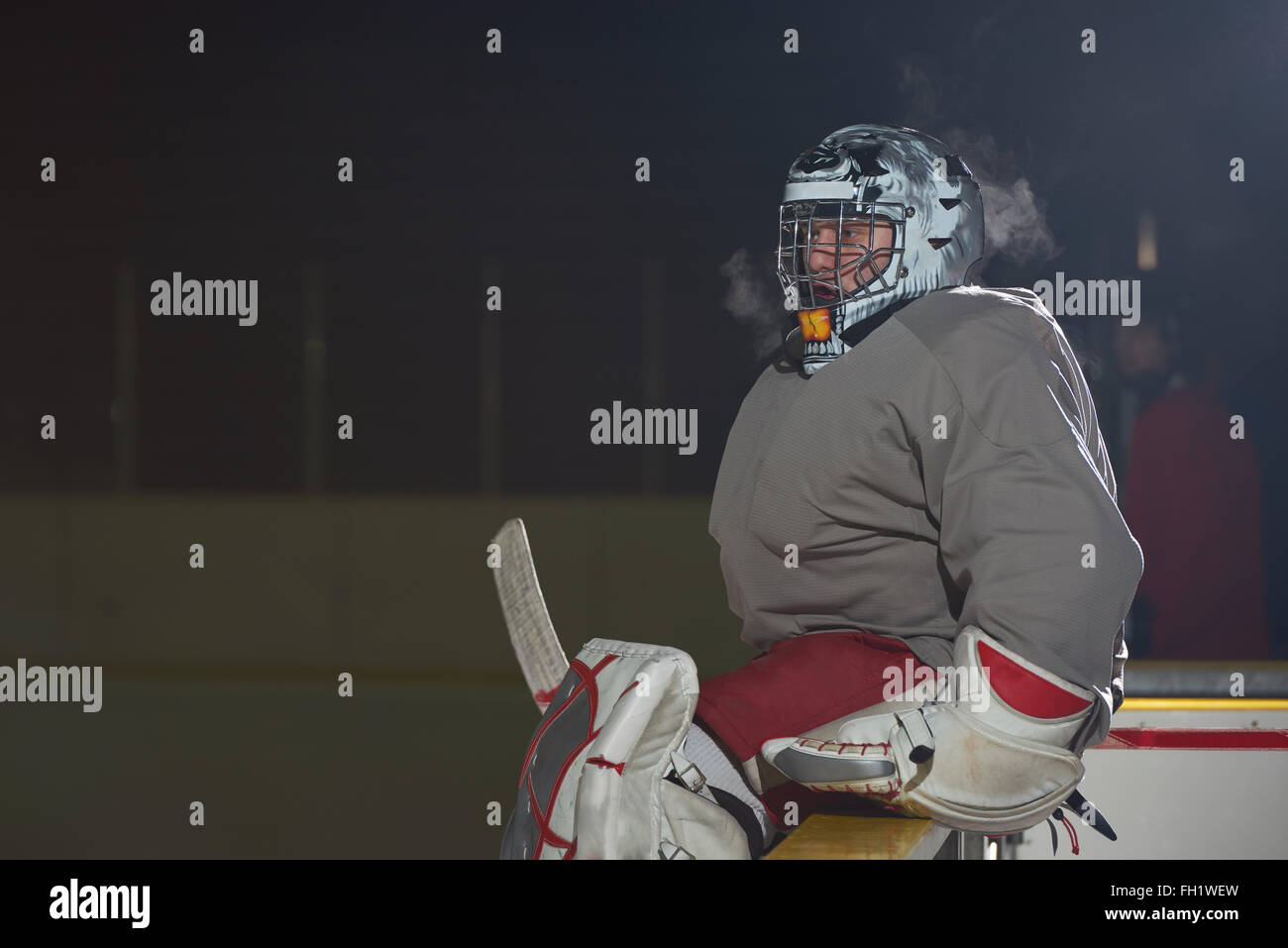 ice hockey players on bench Stock Photo - Alamy