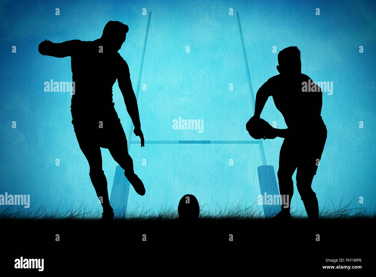 Composite image of silhouette of rugby player Stock Photo - Alamy