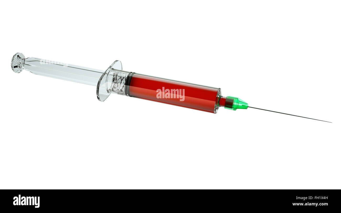 Medical syringe with drugs for injection isolated over white Stock ...